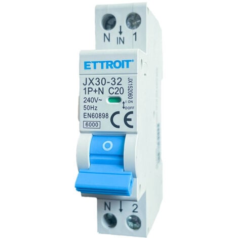 ETTROIT Interruttore Magnetotermico 1P+N 20A 220V 6KA JX152060
