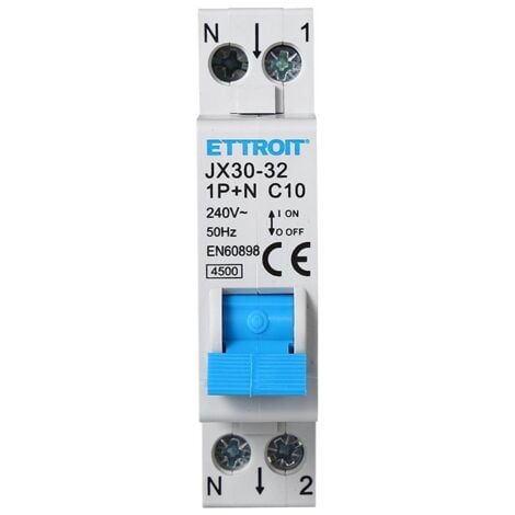 ETTROIT Interruttore magnetotermico Differenziale 1P+N 10A C10 4.5kA 30mA 220V 1 Modulo DIN JX251040