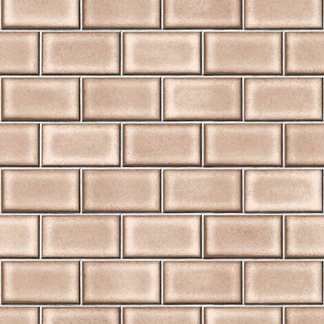 Design ID Subway Tile Peach Vinyl Wallpaper Paste The Wall Kitchen Bathroom