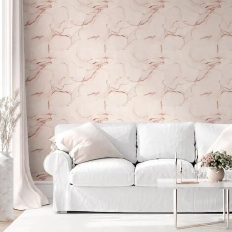 Muriva Elysian Marble Pink Wallpaper Modern Metallic Gold Effect ...