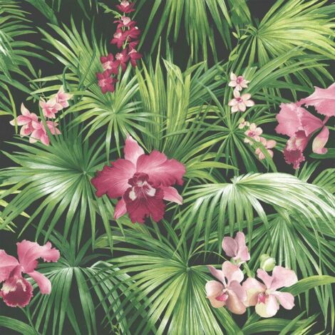 Galerie Global Fusion Tropical Plants Wallpaper Green Botanical Paste ...