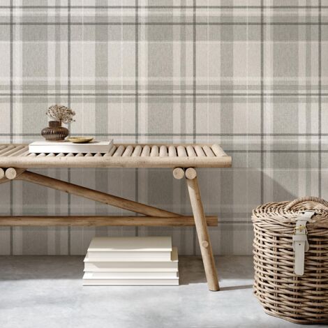 Crown Harris Tweed Herringbone Check Soft Grey Wallpaper Luxury Fabric ...
