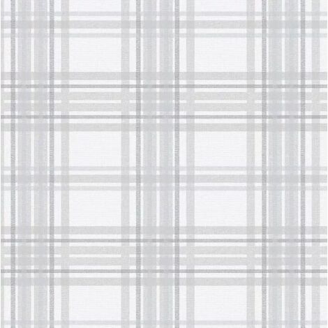 Country Tartan Grey Wallpaper Raised Texture Traditional Versatile Grid ...