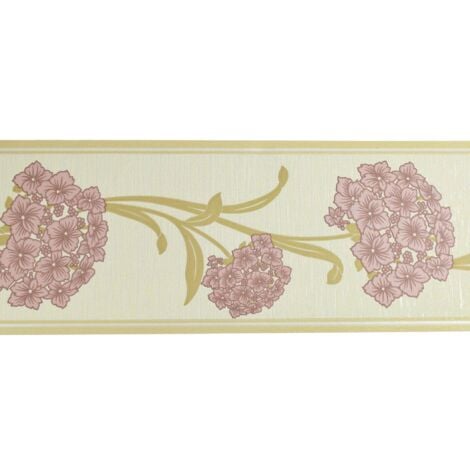 Opera Imogen Border Pink Floral Beige Brown Wallpaper Paste The Paper