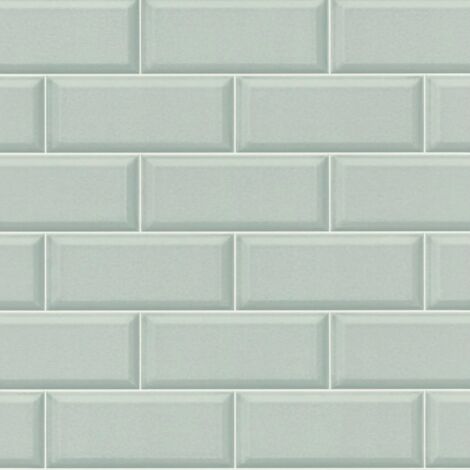 Blue Grey Brick Effect Wallpaper Subway Tile Pattern Kitchen Bathroom
