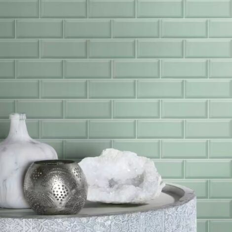 Blue Grey Brick Effect Wallpaper Subway Tile Pattern Kitchen Bathroom