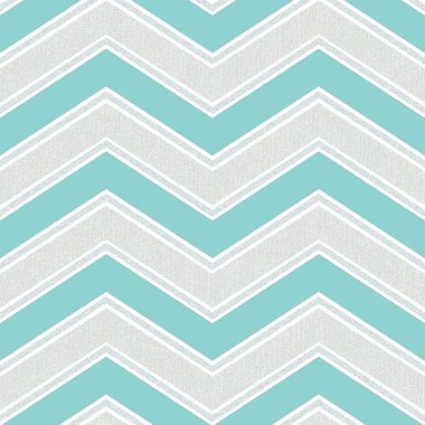 Chevron Teal Glitter Wallpaper Geometric Design Glamorous Textured Vinyl