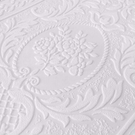 Paintable Damask AS Creation Blown Vinyl Wallpaper White Textured Embossed