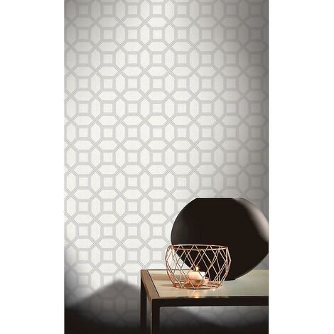 Geometric Luxury White Silver Wallpaper Arthouse Paste The Wall ...