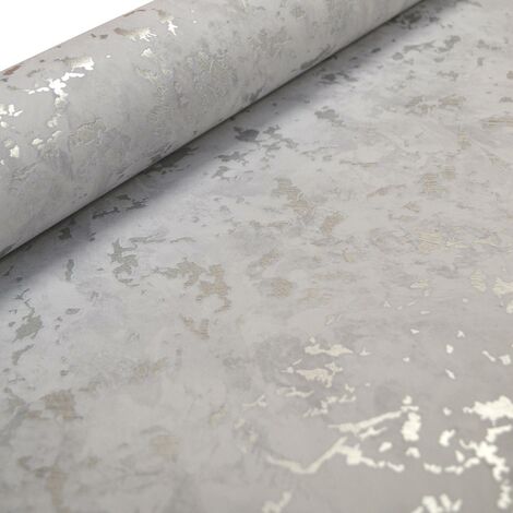 Grandeco Cascade Plain Grey Silver Wallpaper Metallic Effect Modern ...