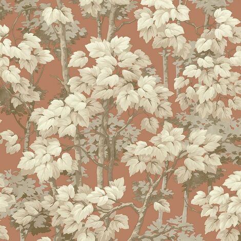 Belgravia Rivington Burnt Orange Woodland Tree Wallpaper Leaves Modern ...