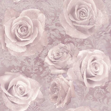 Floral wallpaper opera reverie blush pink roses flower heavy weight ...