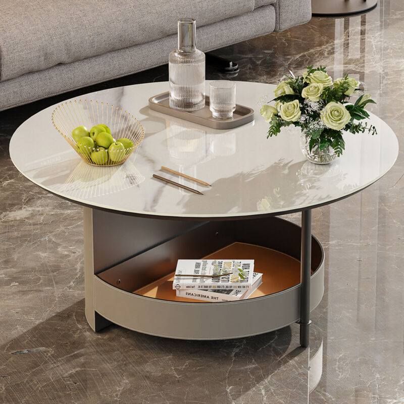 white rounded rectangle coffee table