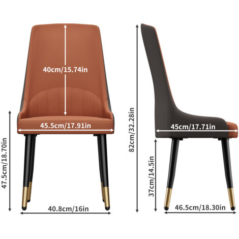 Set of 2 Modern Microfiber Leather Dining Chairs, Orange