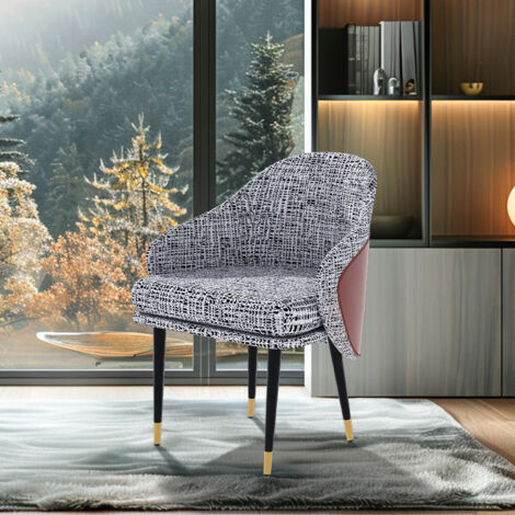 Two-tone Linen Upholstered Dining Chairs (Set of 2) - Grey Brown
