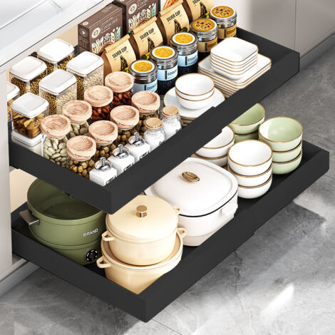 Kitchen Pull Out Soft Close Baskets Expandable Cabinet Organizer Drawer ...