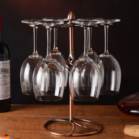 6-Hook Rotating Wine Glass Rack Vintage Bronze Metal Countertop ...