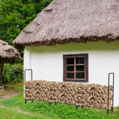 12ft Extra Long Metal Wood Log Store Wood Firewood Stand Outdoor Garden ...