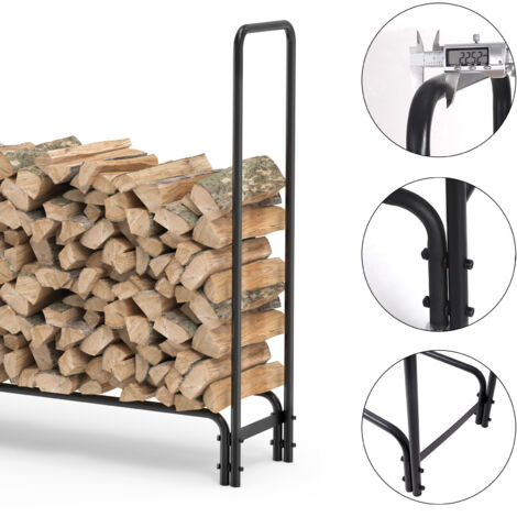 12ft Extra Long Metal Wood Log Store Wood Firewood Stand Outdoor Garden ...
