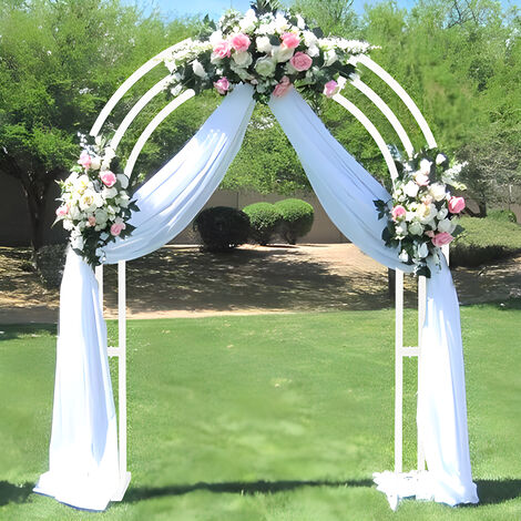 2.6m Free Standing Circular Garden Arch Flower Stand 3 Poles Moon Door ...