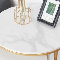 Set of 2 Side Tables Coffee Tables Nesting Tables Gold Frame Marble End ...