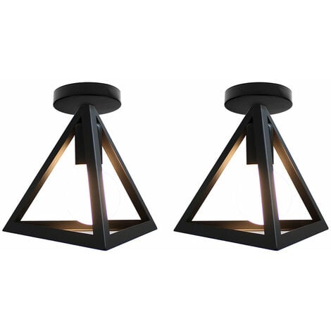 2pcs Ceiling Lighting Fitting Vintage, Triangle Metal Ceiling Lamp ...
