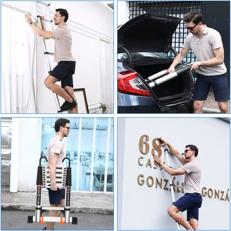 Telescopic Ladder 2,6M Portable Multifonction Aluminum Stepladder ...