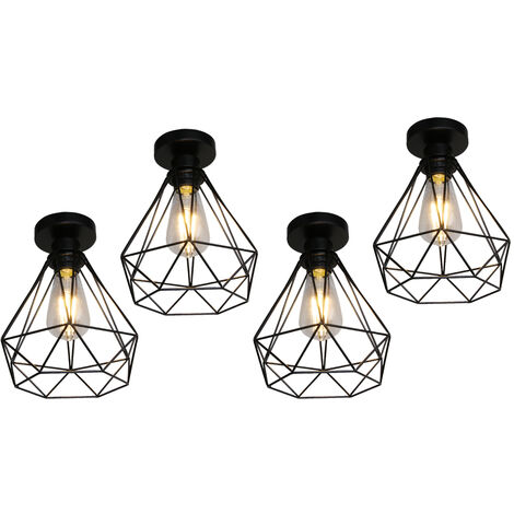 4 Pack Ceiling Light Cage Diamond Made of Metal Style Vintage ...