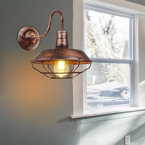 Wall Lighting Fitting, Vintage Industrial Wall Lights with Cage, Retro ...