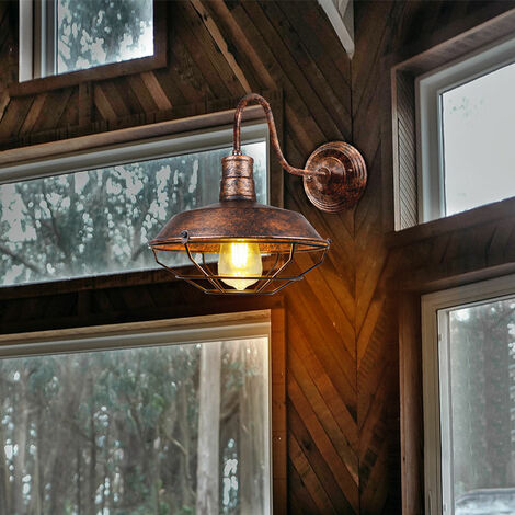 2X Wall Lighting Fitting, Vintage Industrial Wall Lights with Cage ...