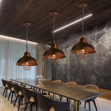 Pendant Lighting Fixture Metal Dome Hanging Ceiling Lamp Industrial Chandelier with O33cm Lampshade for Dining Room Kitchen Island 1X Bronze