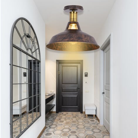Ceiling Lamp 27cm Ceiling Light Industrial Vintage Iron Lampshade Rust ...