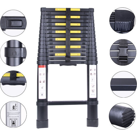 4.7M Telescoping Ladder, Portable Aluminum Telescopic Height Extension ...