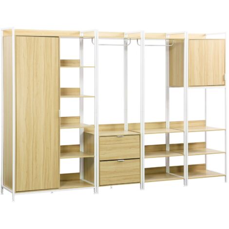 Kit dressing modulable blanc avec 4 éléments. L 280 x P 48 x H 190 cm