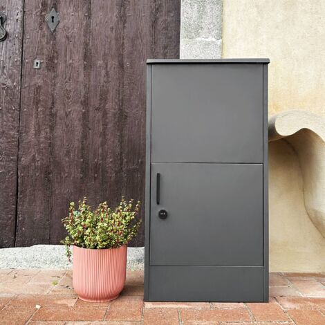 Boite à colis 56 cm en acier galvanisé avec cadenas. anthracite ...