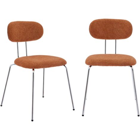 2 chaises décor bois courbé teinté noyer et tissu déperlant terracotta ...