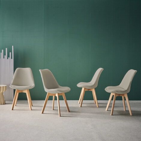 Lot 4 chaises de salle à manger velours gris Nils style nordique épuré ...