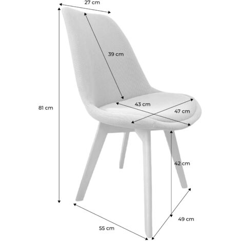 Lot 4 chaises de salle à manger velours gris Nils style nordique épuré ...