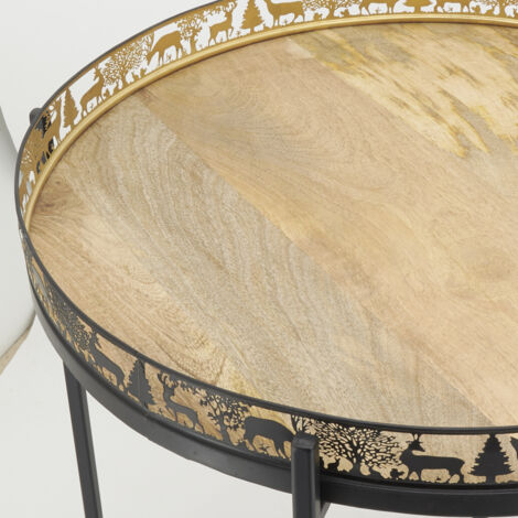 Table d'appoint Cerf en métal et bois Grand modèle