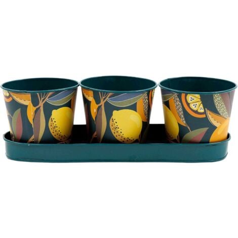 Set de 3 cache-pots en métal Citrus