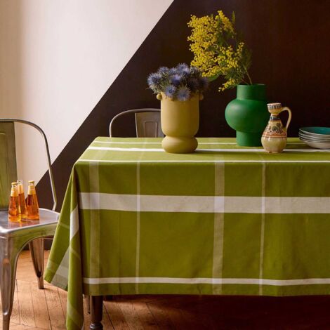 Nappe en coton bio La nonna pistacchio 160 x 350 cm