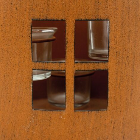 Photophore de jardin en métal rouillé