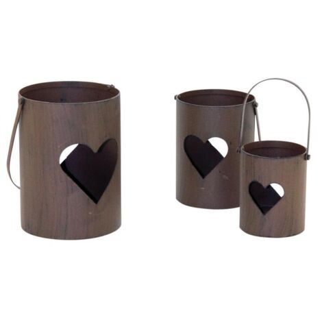 Photophore en métal rouillé (Lot de 3)