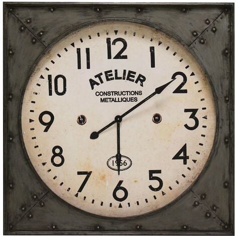 Pendule en fer Atelier 105 x 105 cm