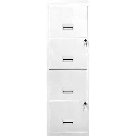 Colonne de rangement tiroirs en métal Blanc mat