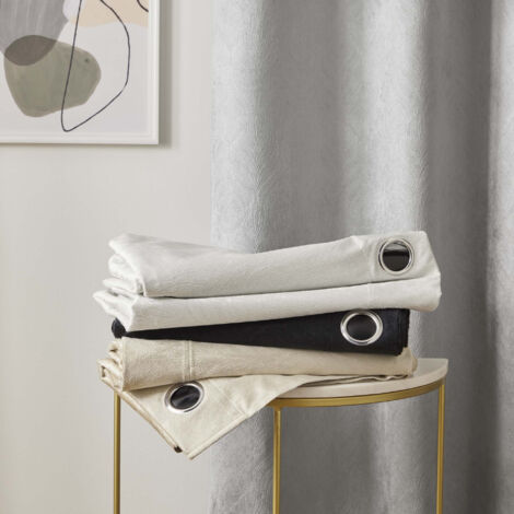 Rideaux occultants velours relief shadow noir 140x260 cm lot de 2 ...