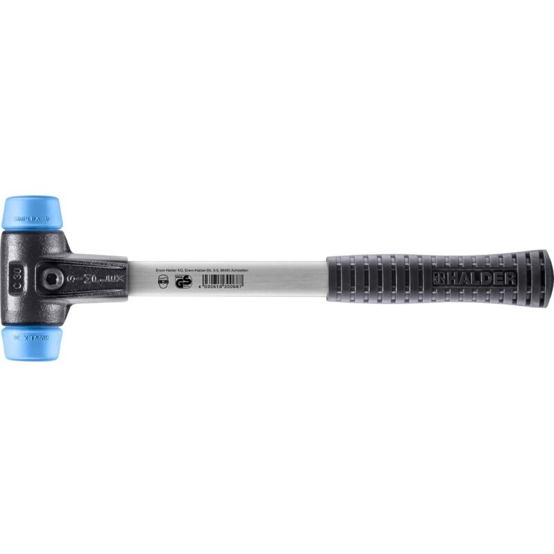 HALDER SIMPLEX TPE Weichhammer mit verstärktem Tempergussgehäuse und ...