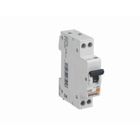 Leistungsschalter 3KA Phase + Neutralleiter 20 Ampere DEBFLEX Grau - 707504