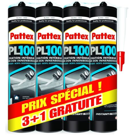 Befestigungskleber PL100 PATTEX - high tank - weiß - Satz 3+1 - 798270