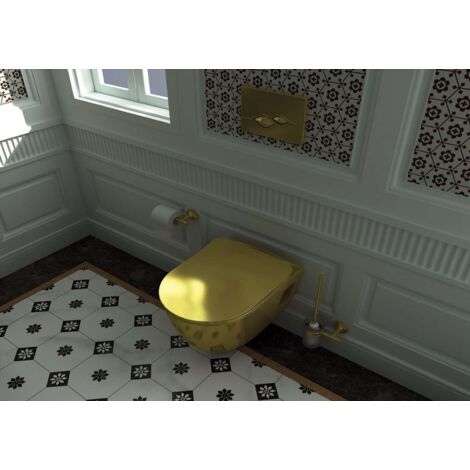 Creavit Duroplast WC Sitz Toilettensitz Absenkautomatik Softclose Gold